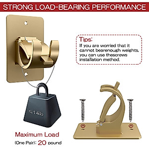 CIEMGNZOC 4PCS No Drill Curtain Rod Brackets, Gold Plastic, Self-Adhesive & Screw Mount, Holds Up To 20 Pounds, Suitable For Rods Up To 1.57 Inch Diameter