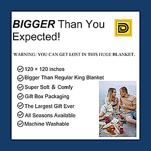 Oversized King Blanket 120 × 120, Extra Large Blanket Throw 10' × 10' with Packaging, Super Soft and Warm Giant Blanket for Winter, Perfect Christmas Blanket, Large Picnic Blanket Fit The Whole Family