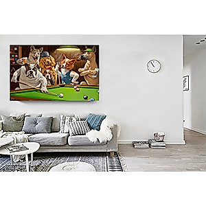 Eliteart-Dogs Playing Pool Billiard Artisan by Cassius Marcellus Coolidge Oil Painting Reproduction Giclee Wall Art Canvas Prints
