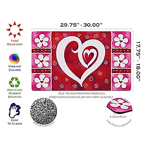 Toland Home Garden 800217 Heart & Flowers Valentines Door Mat 18x30 Inch Spring Outdoor Doormat for Entryway Indoor Entrance