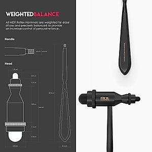 MDF Instruments, Tromner Neurological Reflex Hammer with Pointed Tip Handle for Cutaneous and Superficial Responses - Free-Parts-for-Life (MDF555) (All Black (Blackout))