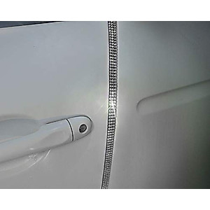eing Door Edge Anti-Scratch Sticker Door Crash Bumper Crystal Bling Protection Tape Rubber Strip Car Door Protector/ Guard,90cm/35.4" Each One,4Pack/Set,White