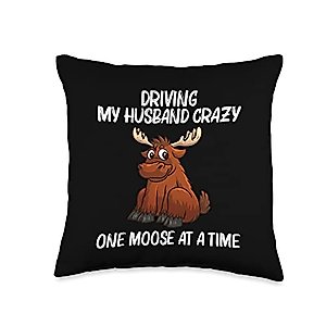 Cute Moose Gifts Moose Lover Accessories & Stuff Cool Women Girls Deer Alaska Moose Lovers Reindeer Throw Pillow, 16x16, Multicolor