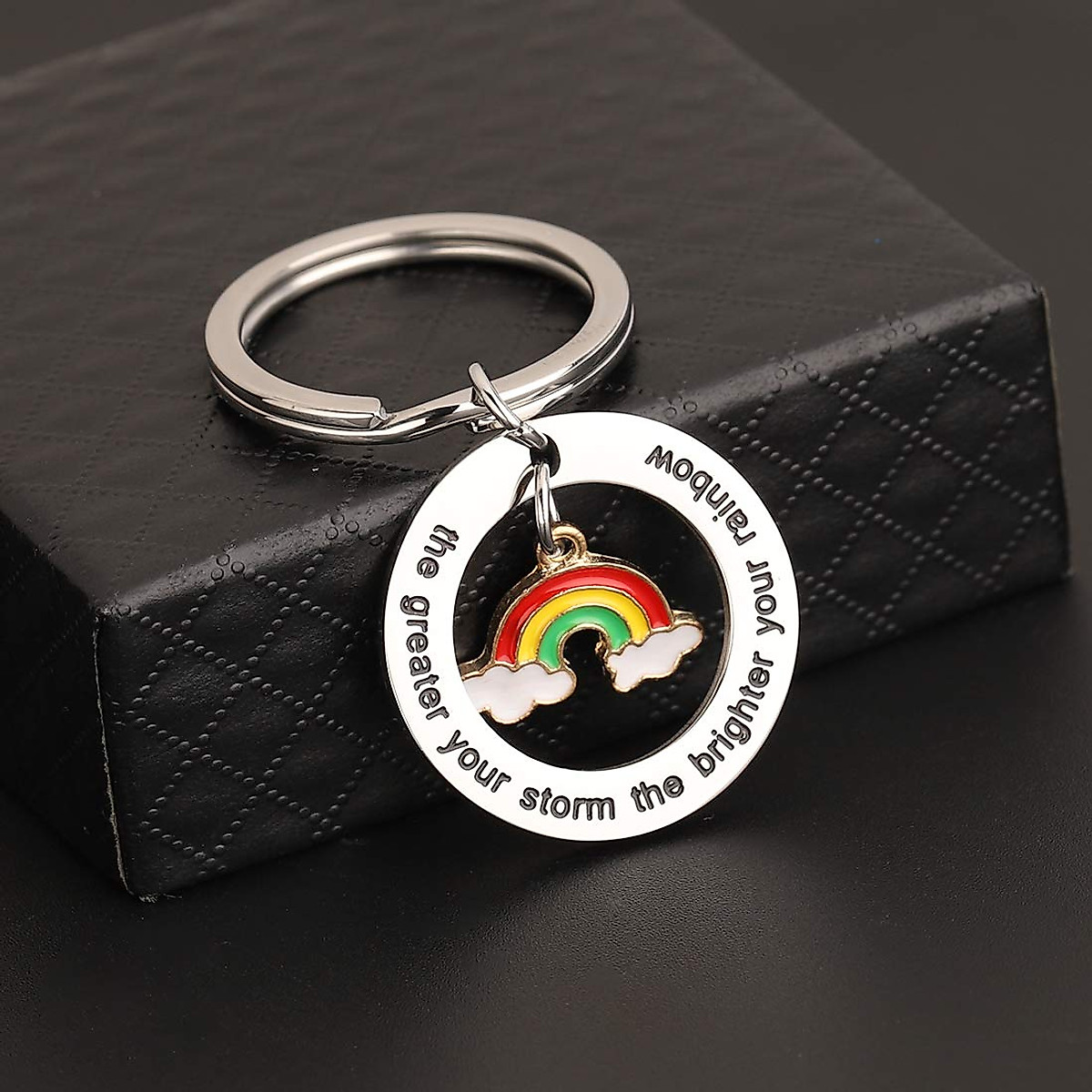 CHOORO The Greater Your Storm The Brighter Your Rainbow Encouragement Keychain Keep Going Gift (Key Chain)