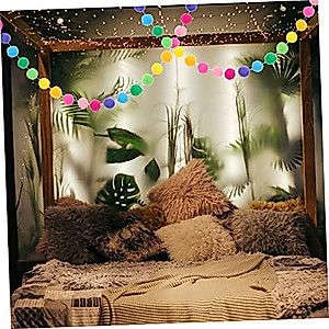 LABRIMP String Felt Ball Ornament Tassel Trim Halloween Ornaments Holiday Decoration Christmas Felt Balls Garland Rainbow Felt Ball Garland Classroom Pompom Decor Wool Felt