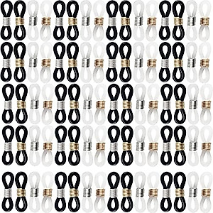 NSBELL 100PCS Eyeglasses Chain Ends Anti Slip Silicone Spring Rubber Connector Holder Retainer for Eyeglass Sunglasses Necklace Chain Eyeglass Chain Loop Holder Silicone Eyeglass Connector