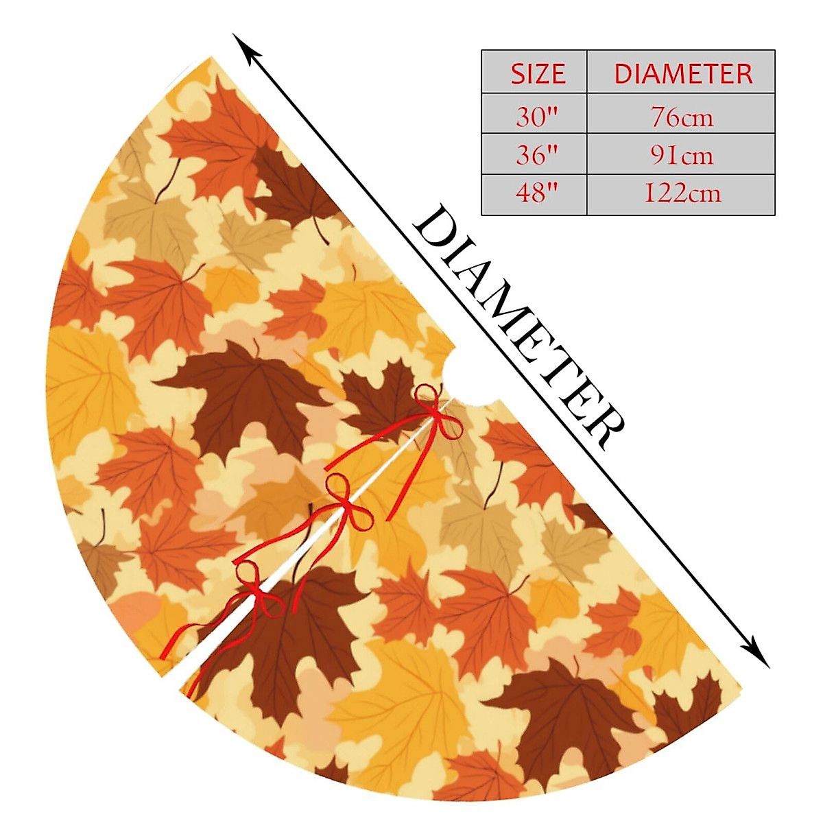 Dewoofly Fall Maple Leaf Nut Tree Skirts Xmas Ornaments, Seasonal Leave Tree Skirt for Christmas Party Holiday All Occasions 30"