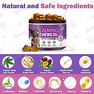 Hemp Calming Chews for Dogs 150PCs Dog Calming Treats and Bites with Hemp Oil - Anxiety and Stress Relief for Dogs Puppy Melatonin Sleep Aid Calm Dog, Noise, Thunder, Barking, Separation, Chewing