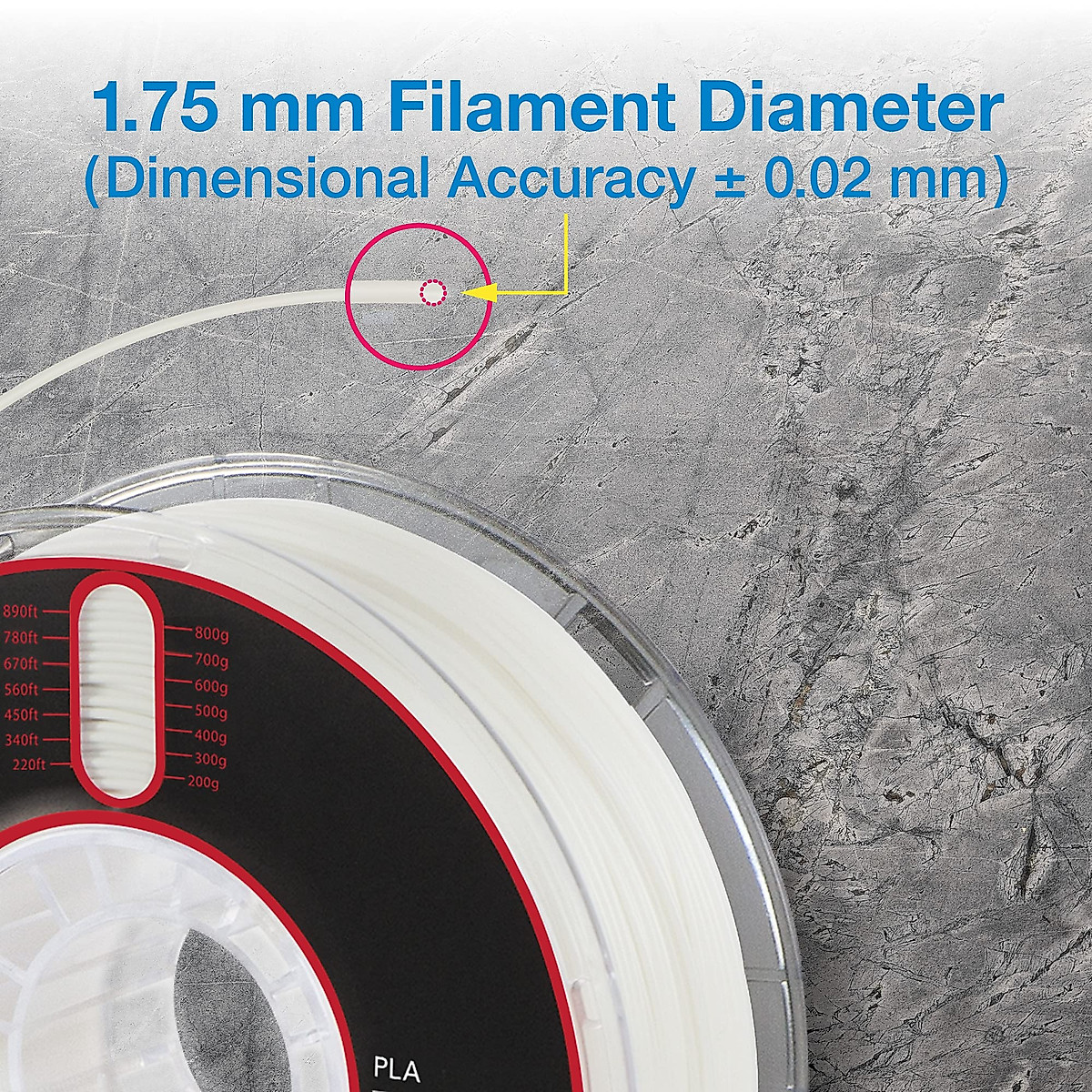 BUMAT PLA 3D Printer Filament, 1.75mm (Clear/Natural), 1kg Spool (2.2lbs), Guaranteed Fresh, Dimensional Accuracy +/- 0.02mm, Tangle-Free, Fits Most FDM Printers [Risk-Free]