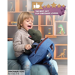 Naturally KIDS Dinosaur Backpack, Dinosaur Toys for Kids 3-5, 2 Year Old Boy Birthday Gift, Toddler Backpack Boys Girls