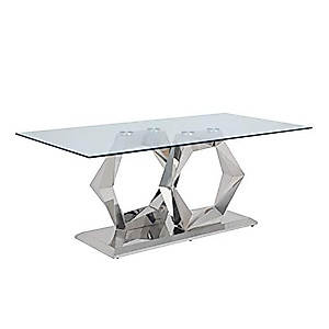 Acme Furniture Gianna Dining Table, Clear Glass & Stainless Steel