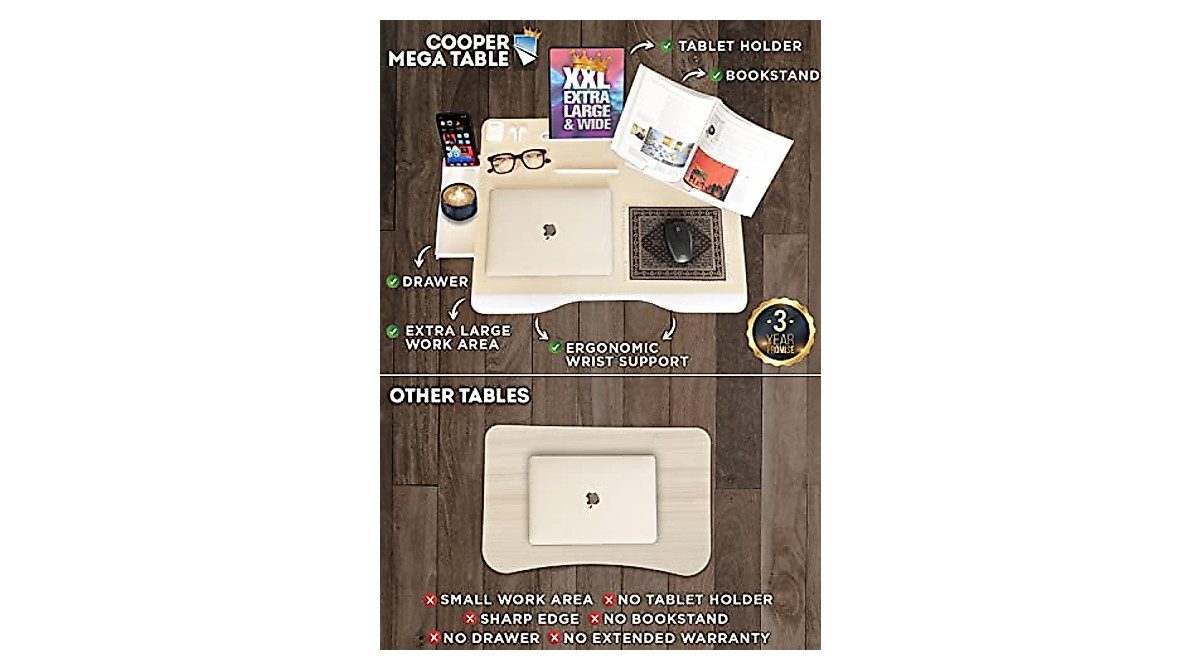 Cooper Mega Table Plus - XXL Lap Desk for Work & Play