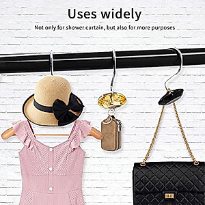 Gibelle Shower Curtain Hooks, Diamond Shaped Shower Curtain Rings Hooks for Bathroom Curtains Rod, Acrylic Decorative Rhinestones Bling Rolling Bathroom Accessories Set of 12, Clear