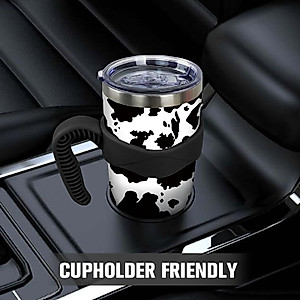 Exacmos 40 oz Tumbler with Handle and Straw 40 oz Cow Cup Insulated Stainless Steel Coffee Travel Mug Spill Proof Leak Proof Slim 40oz Tumbler with Handle Cow Decor Stuff Gifts for Women