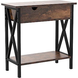 TooCust End Tables Living Room with Charging Station, Flip Top Side Table with USB Ports and Outlets, Couch End Tables, Narrow End Tables with 5.5" Deep Flip Top Drawer(11.2" D x 24" W x 24" H)