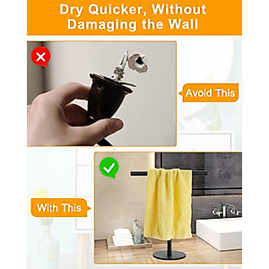 Hand Towel Holder for Bathroom, T-Shape Free Standing Towel Bar Rack Stand, Matte Black Hand Towel Rack for Bathroom Kitchen Vanity Countertop