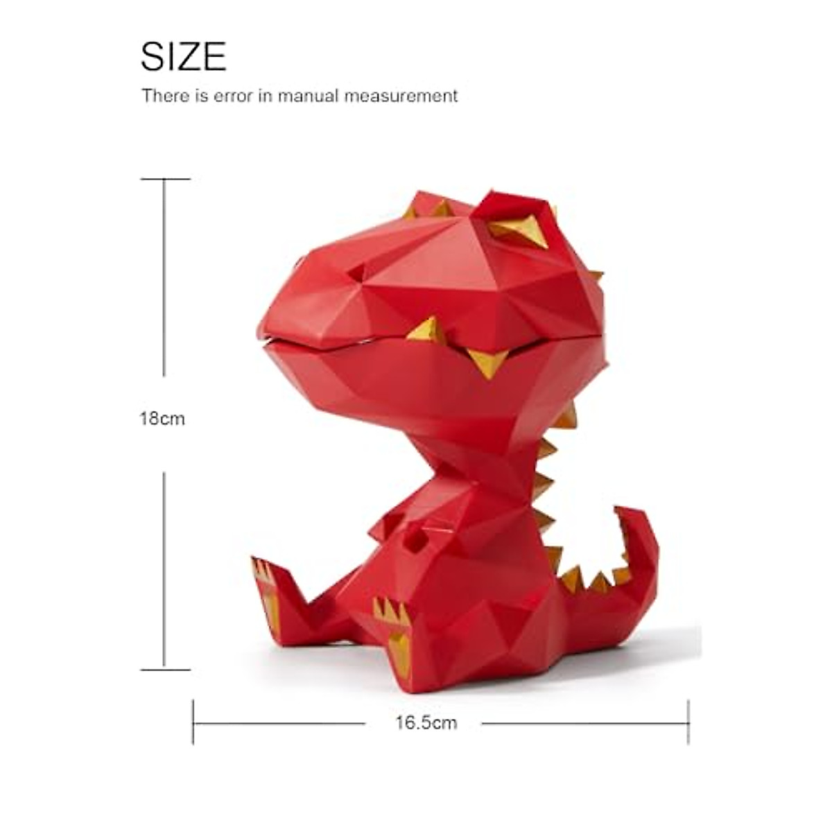 HAUCOZE Candy Dish Cookie Jar Dinosaur Gifts Sculpture Modern Decor Statue Crafts Polyresin Figurine Arts Red 7.1inch