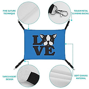 I Love Boston Terriers Pet Hammock Comfortable Adjustable Hanging Bed for Small Animals Dogs Cats Hamster