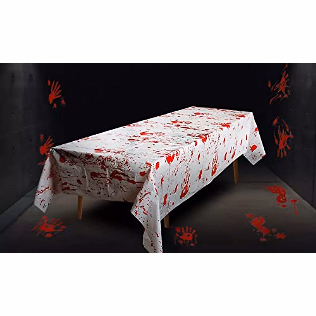 Grabo 4Pcs Halloween Decorations - Bloody Zombie Table Cover, Scary Tablecloth |102 ×51in| for Halloween Party Supplies Decoration, Horror Halloween Birthday Party