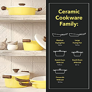 Vremi 8 Piece Ceramic Nonstick Cookware Set - Induction Stovetop Compatible DIshwasher Safe Non Stick Pots with Lids and Frying Pans - Dutch Oven Pot Fry Pan Sets for Serving - PTFE PFOA Free - Yellow