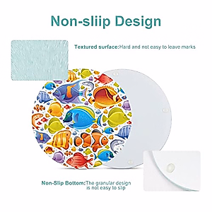Underwater Fish Tempered Glass Cutting Board Heat Resistant For Bread Meat Fruit 7.9 in