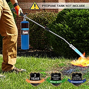 Weed Torch Propane Burner,Blow Torch ,50,000BTU,Gas Vapor, Self Igniting , with Flame Control Valve and Ergonomic Anti-slip Handle