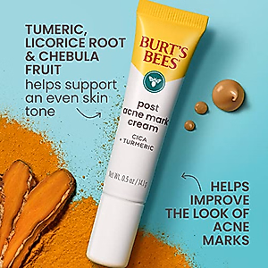 Burt’s Bees Post Acne Mark Cream for All Skin Types, Gentle Dark Spot Correcting Cream for Face, Formulated with Turmeric, 0.5 Oz.
