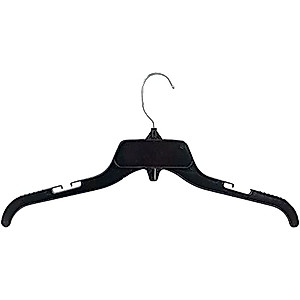 Hangon Recycled Plastic with Notches Shirt Hangers, 17 Inch, Black, 50 Pack