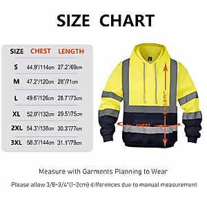 wefeyuv Safety Hi Vis ANSI Class 3 Safety Sweatshirt for Men Reflective Yellow/Navy XL