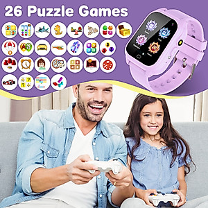 Smart Watch for Kids Boys Girls Learning Toys with 26 Games Camera Voice Music Video Player Recorder Pedometer Flashlight Alarm Clock Calendar IP67 Waterproof,4-12 Years Birthday