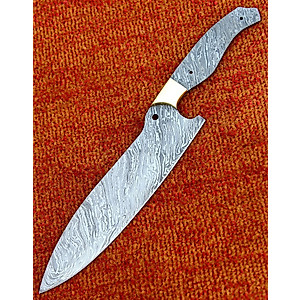 Forged Damascus Steel Chef Knife Blank Blade for Knife Making Diy Professional Kitchen Knives Blanks 12.50" vk5053