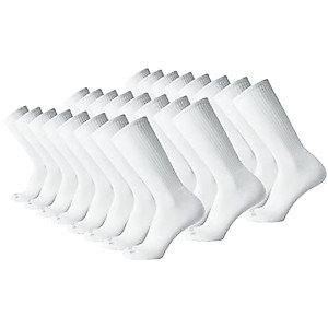 AND1 Men's Socks - Athletic Cushion Crew Socks (24 Pack), Size 6-12.5, White