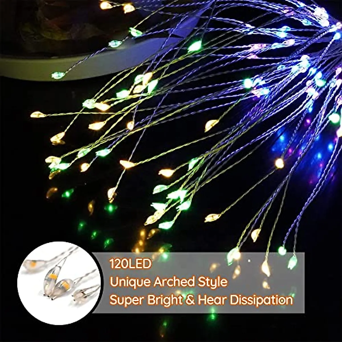 ITICdecor Solar Garden Lights Solar Firework Lights Upgraded 2Pack 120 LED Landscape Starburst Stake Fairy Light Outdoor Waterproof with 8 Modes for Garden Yard Flowerbed Pathway Decor