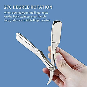 CestoMen Barber Straight Razor, Professional Straight Edge Razor, Stainless Steel Barber Single Blade Edge Razors for Men Close Shaving - Silver