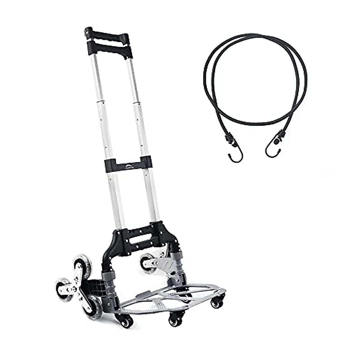 LEADALLWAY Shopping Carts for Groceries with 6+4 Wheels Portable Telescopic Handle Aluminum Stair Climbing Cart (with Rope+Shopping Bag)