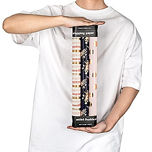 MAYPLUSS Wrapping Paper Roll - Mini Roll - 17 inch X 120 inch Per roll - Pink Polkas Dots, Stripe & Black Floral Design (42.3 sq.ft.ttl)