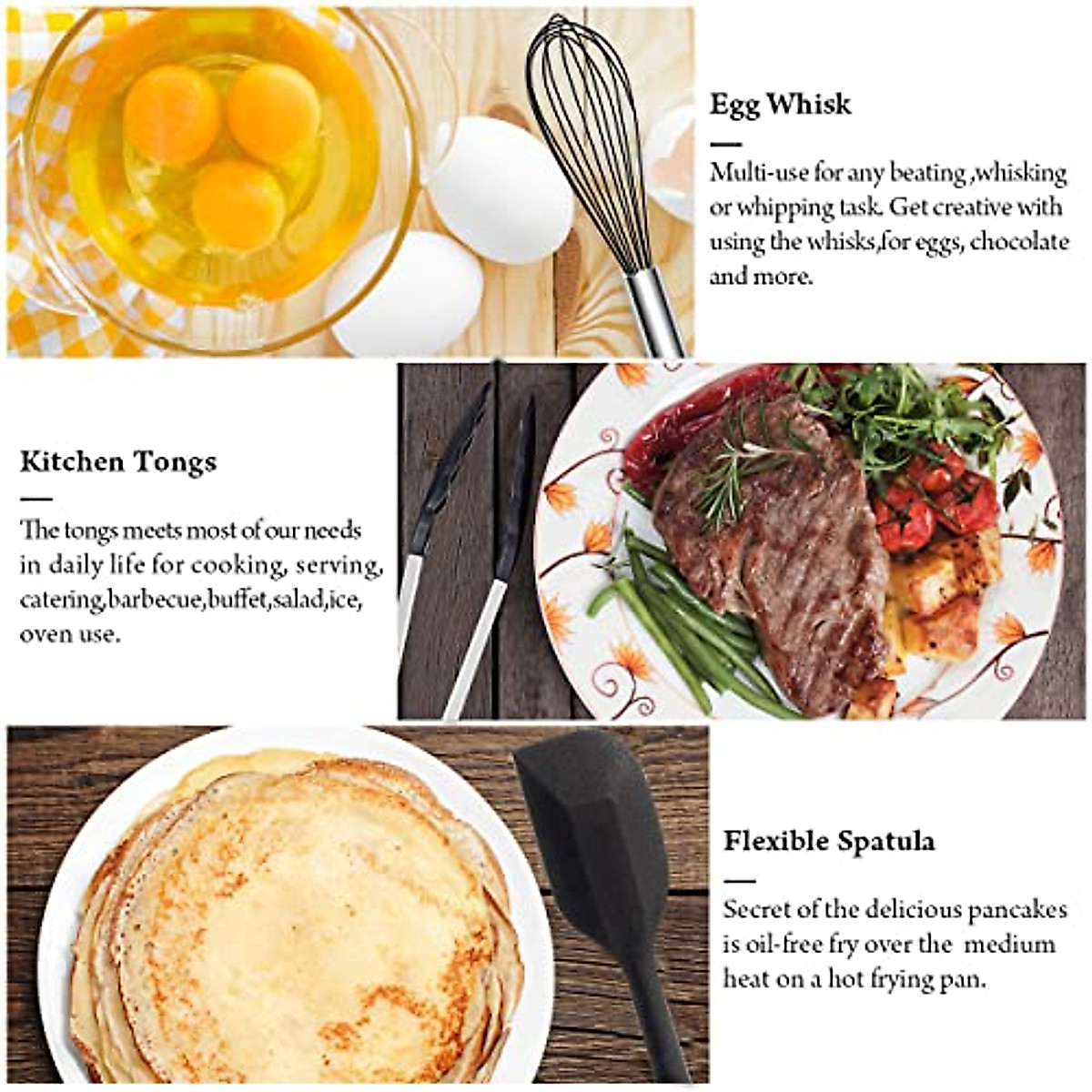 Silicone Cooking Utensil Set,Kitchen Utensils 26 Pcs Cooking Utensils Set,Non-stick Heat Resistant Silicone,Cookware with Stainless Steel Handle (Sable)