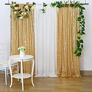 SoarDream Sequin Backdrop Curtain 4 Panels 2ftx8ft Wedding Ceremony Background Backdrop Glitter Shimmer Fabric Gold Backdrop Drapes