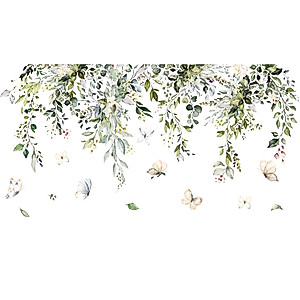 Amaonm Creative Removable Rainforest Plants Wall Decals Hanging Green Leaves and Vines Wall Stickers 3D Home Wall Corner Background Decoration Decor for Kids Girls Bedroom Nursery Offices Living Room