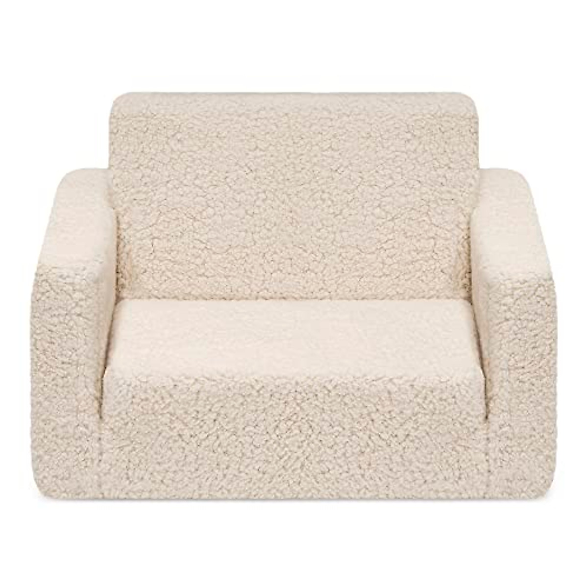 Delta Children Cozee Flip-Out Sherpa 2-in-1 Convertible Chair to Lounger for Kids, Cream