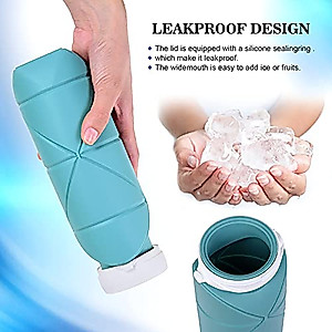 SPECIAL MADE Collapsible Water Bottles Cups Leakproof Valve Reusable BPA Free Silicone Foldable Travel Water Bottle Cup for Gym Camping Hiking Travel Sports Lightweight Durable (Type2 Dark Green)