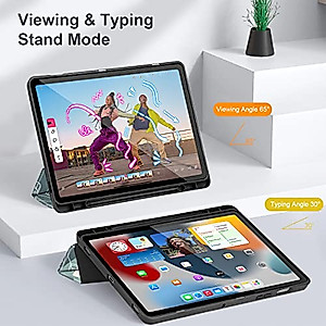 Tuiklol Case for Samsung Galaxy Tab S9 FE (5G) 10.9 inch & Tab S9 11 Inch 2023 Release Built-on S-Pen Holder, Slim Hard Shell Case Smart Trifold Stand Cover Auto Wake/Sleep, Abstract Leaves