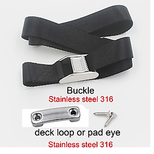 YYST Cooler Tie-Down Kit Strap Improved Cooler Straps Compatible with Yeti RTIC Igloo Coleman Coolers W SS 316 Buckle and 316 Deck Loop to Keep Your Cooler Secured - No Cooler – Type B (2)