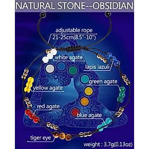 Lightock 7 Chakra Ankle Bracelets for Women Double Layer Bracelet Healing Crystals Anti Anxiety Crystal Beads Bracelet Bring Good Luck (Multicul gems)