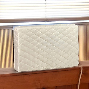 Homydom AC Cover Indoor, Air Conditioner Cover Inside Window AC Unit Cover, Double Insulation with Elastic Strap, Light Yellow S-21"x 13"x 3.5"(L x H x D)…