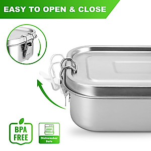 MOZAOUSA 750ml-Medium Stainless Steel Lunch Box | 27oz | with Removable Divider, 100% Leak-Proof Metal Bento Box, Steel Snack Containers with Lids, Meal Storage Solution for Travel & Work