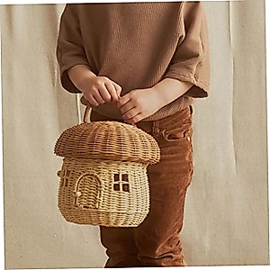 Rattan Storage Basket Decorative Woven Basket with Lid, Woven Handle Basket for Shelf Organizer, Decorative Box for Baby Kids Room.