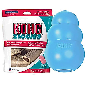 KONG - Puppy and Ziggies - Puppy Toys for Teething with Treats (Colors May Vary) - for Large Puppies