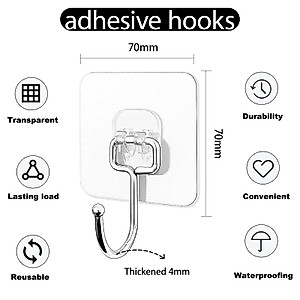 CZBZYMYYY Adhesive Utility Hooks, 18 Pack Wall Hooks for Hanging, Heavy Duty Large Hooks, Waterproof and Rustproof Sticky Hooks for Keys Shower Towel Robe Bathroom Home Kitchen&Office