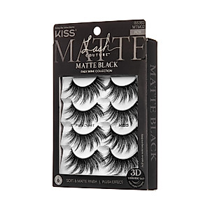 KISS Lash Couture 3D Matte False Eyelashes, Matte Cheviot', 18mm-20mm, Includes 4 Pairs Of Lashes, Contact Lens Friendly, Easy to Apply, Reusable Strip Lashes